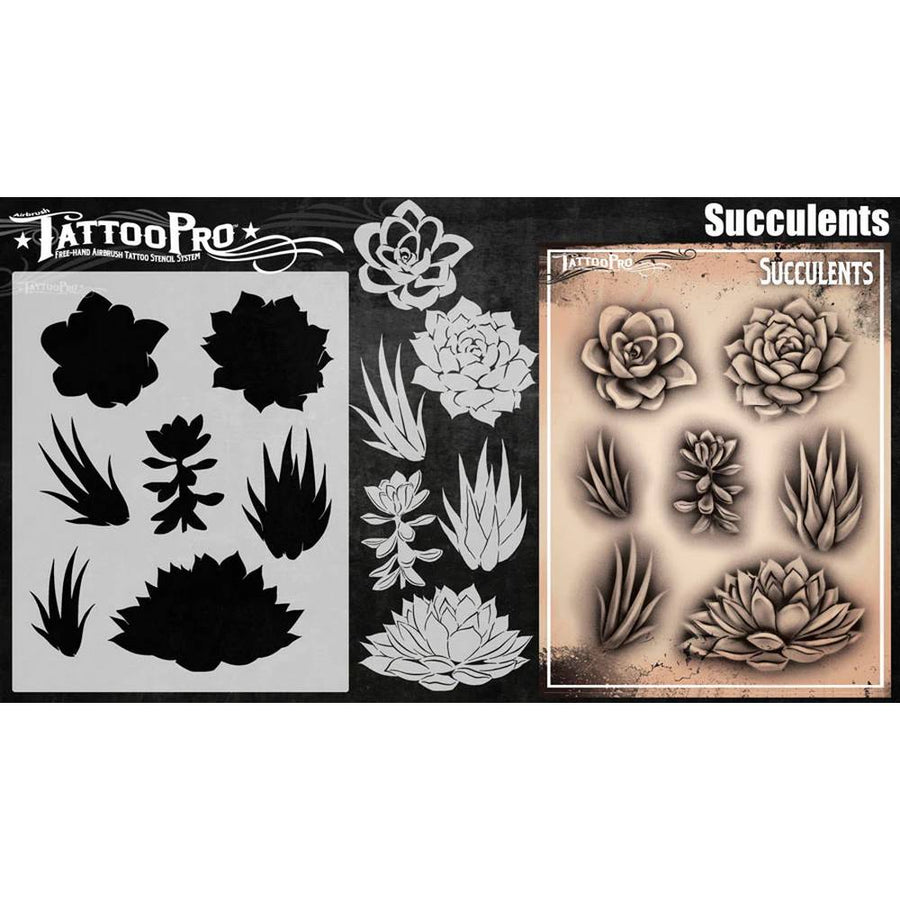 Tattoo Pro Succulents Stencil | Botanical Airbrush Tattoo Kit – Imagine ...