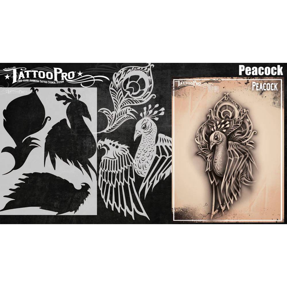 Tattoo Pro Peacock Stencil | Vibrant Airbrush Tattoo Kit – Imagine Le Fun